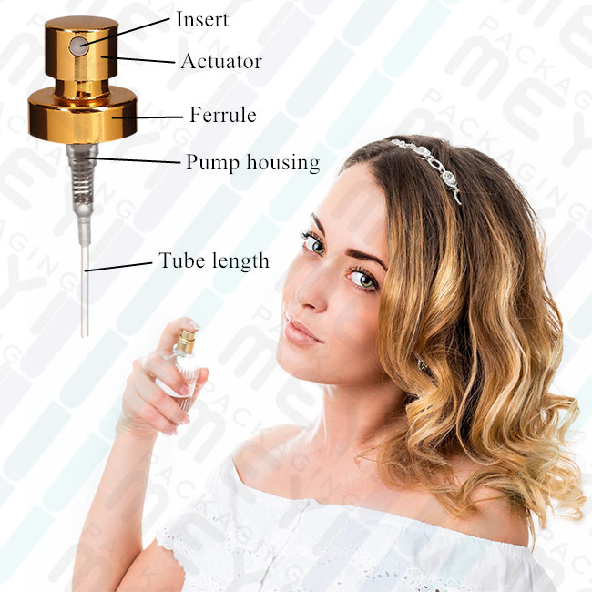 Glossy Silver Reusable Perfume Spray Pump Nozzle With Silver Collar