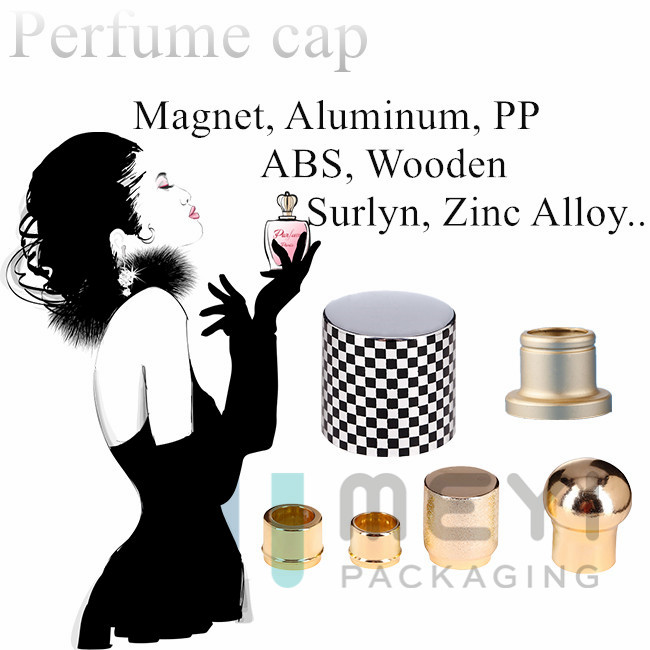 Round Top Perfume Bottle Caps / Plastic Perfume Cap With Shiny Silver ...