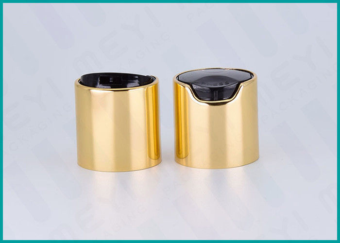 Glossy Gold Disc Top Cap , 28/410 Bottle Caps And Closures For Body Creams