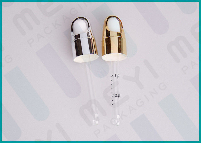 18/410 Glass Dropper Bottles Dropper With ABS Material UV Shiny Silver ...